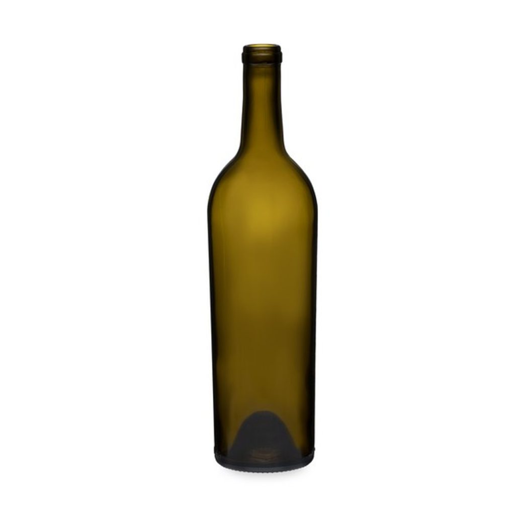 750 Ml Antique Green Glass Claret Tapered Wine Bottles Cork Finish Plastic And Glass Packaging